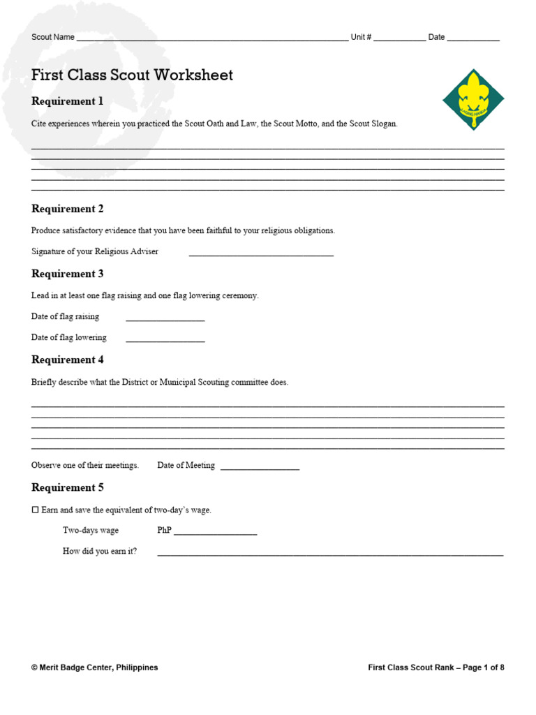 bs firstclass | PDF | Scouting | Youth Organizations