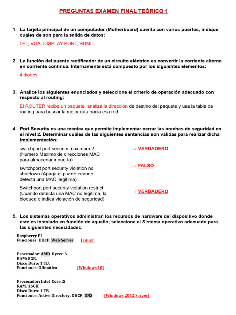 Preguntas Examen Final Teórico 1 | PDF | SQL | Red de computadoras