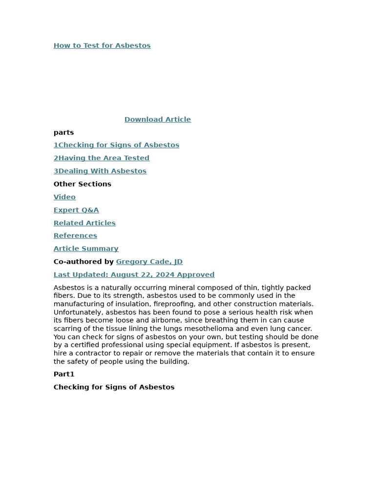 How To Test For Asbestos | PDF | Asbestos | Occupational Safety And Health