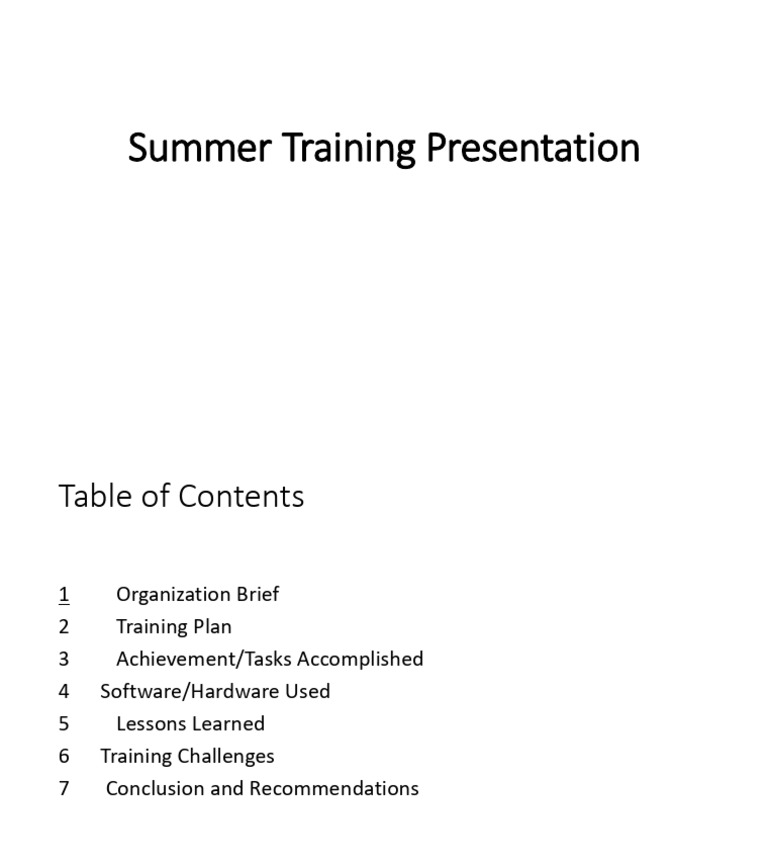 Summer Training Presentation | PDF | Career & Growth
