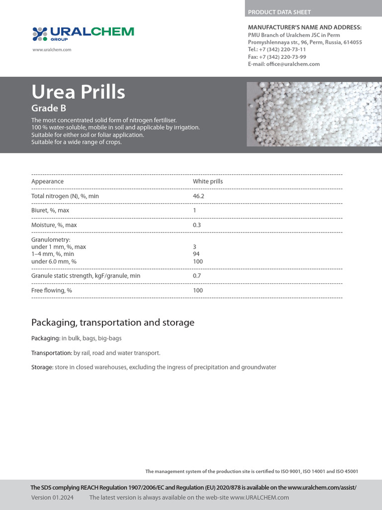 Urea Prills for Crop Cultivation | PDF | Earth Sciences | Horticulture