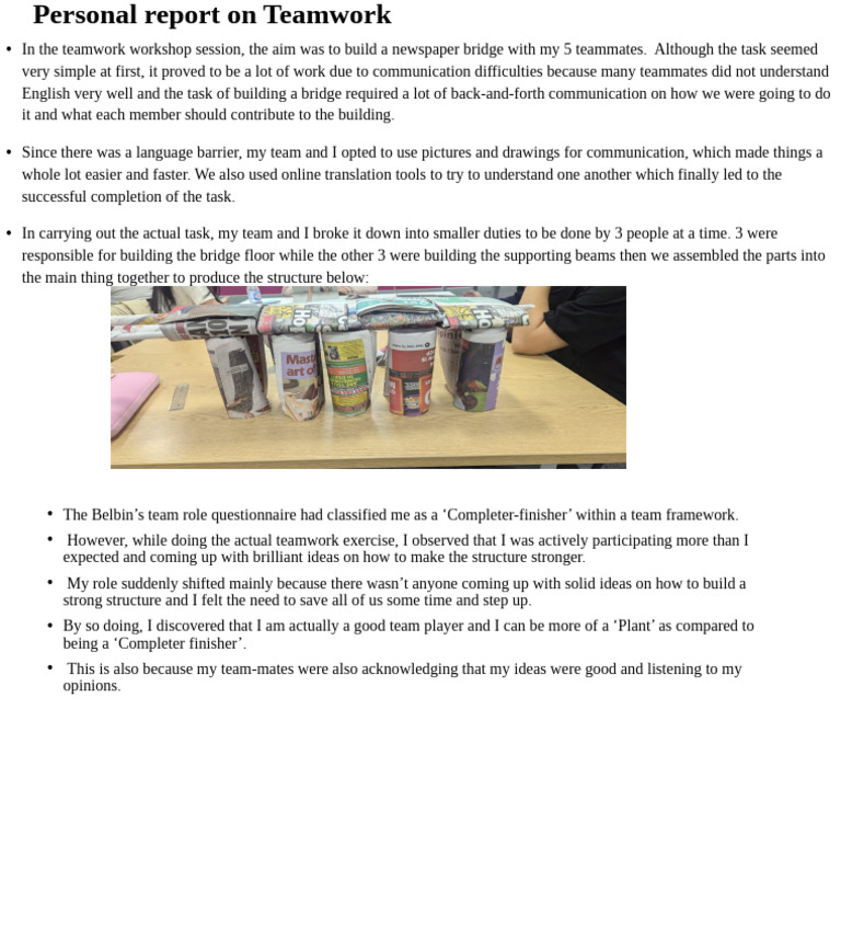 Teamwork Experience and Insights | PDF