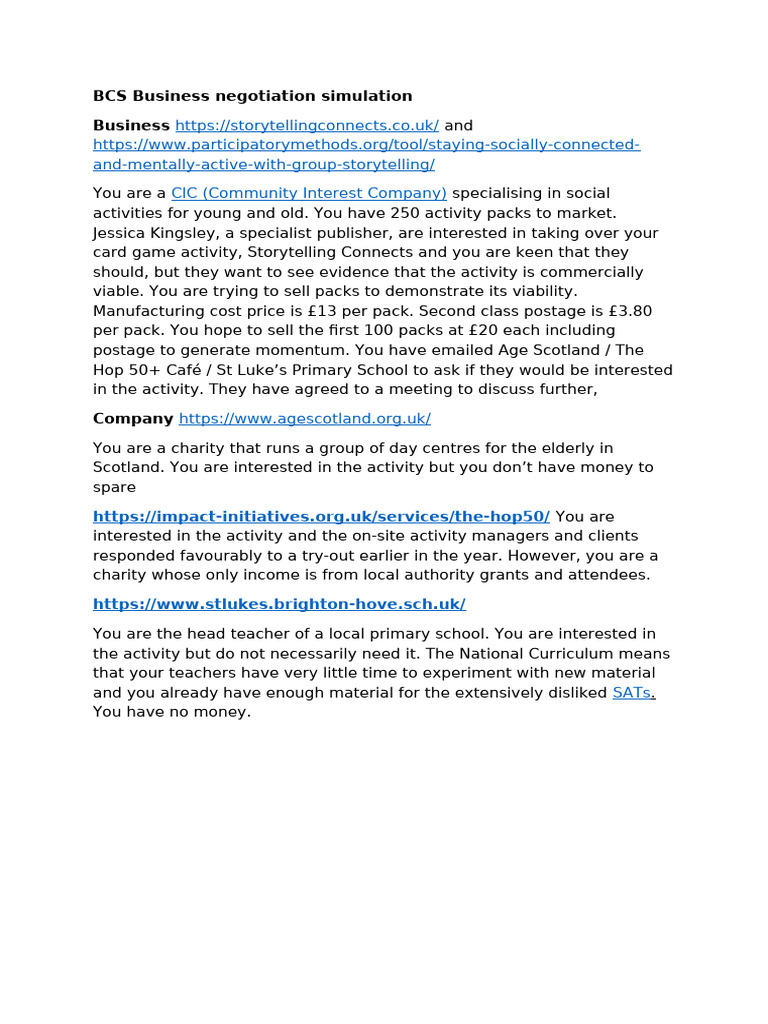 BCS Business Negotiation Simulation | PDF | Social Science