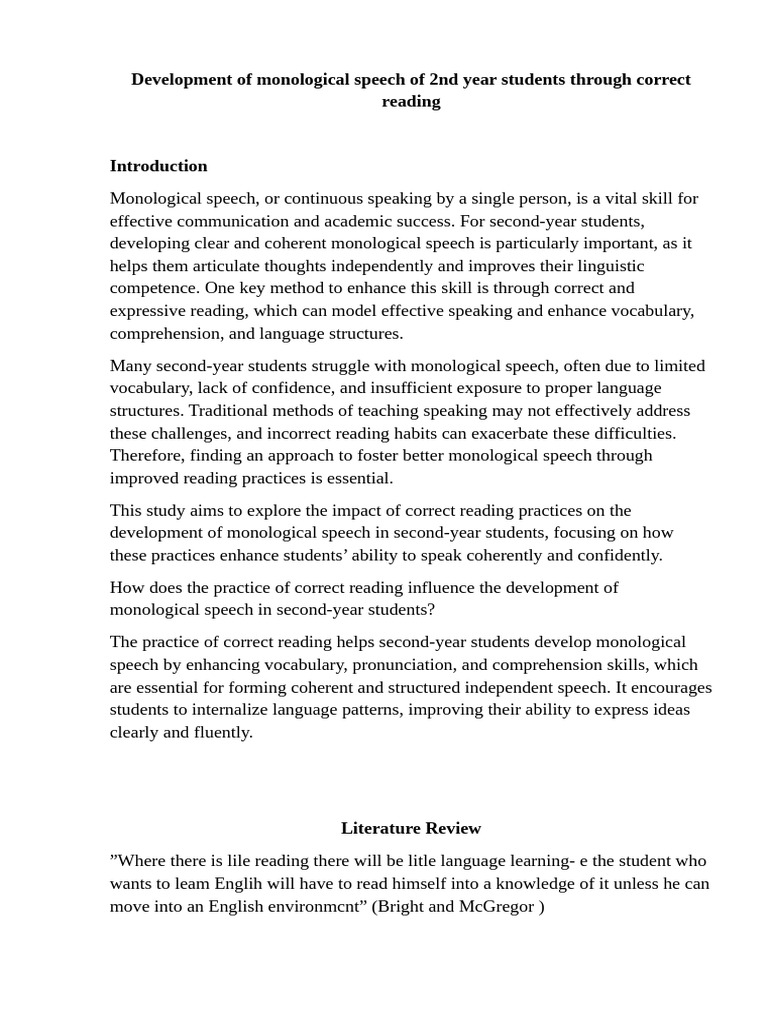 Enhancing Monological Speech via Reading | PDF | Vocabulary | English ...