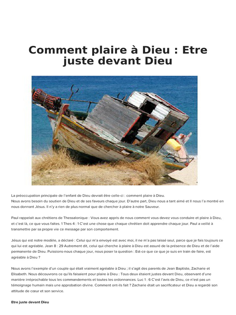 Plaire à Dieu : Être Juste Devant Lui | PDF | Dieu | Paul l'apôtre