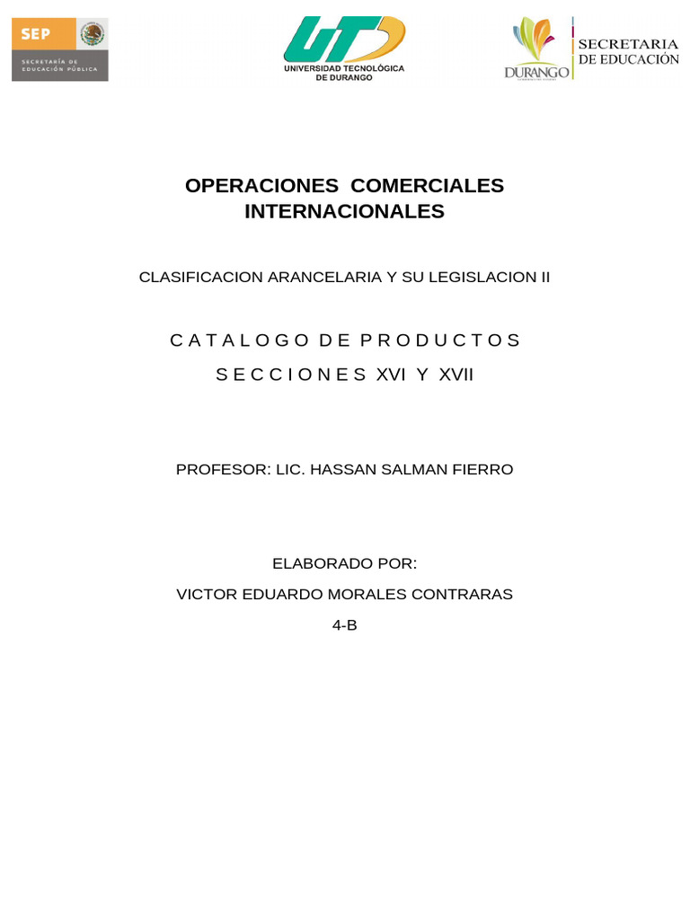 Practica de La s05 - Catalogo - Clasificacion - Arancelaria | PDF ...