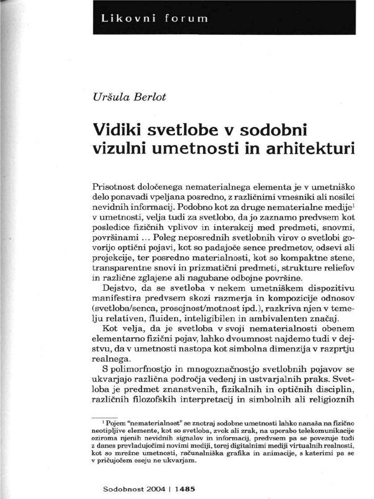 Berlot. Vidiki Svetlobe. Sodobnost 2004 | PDF