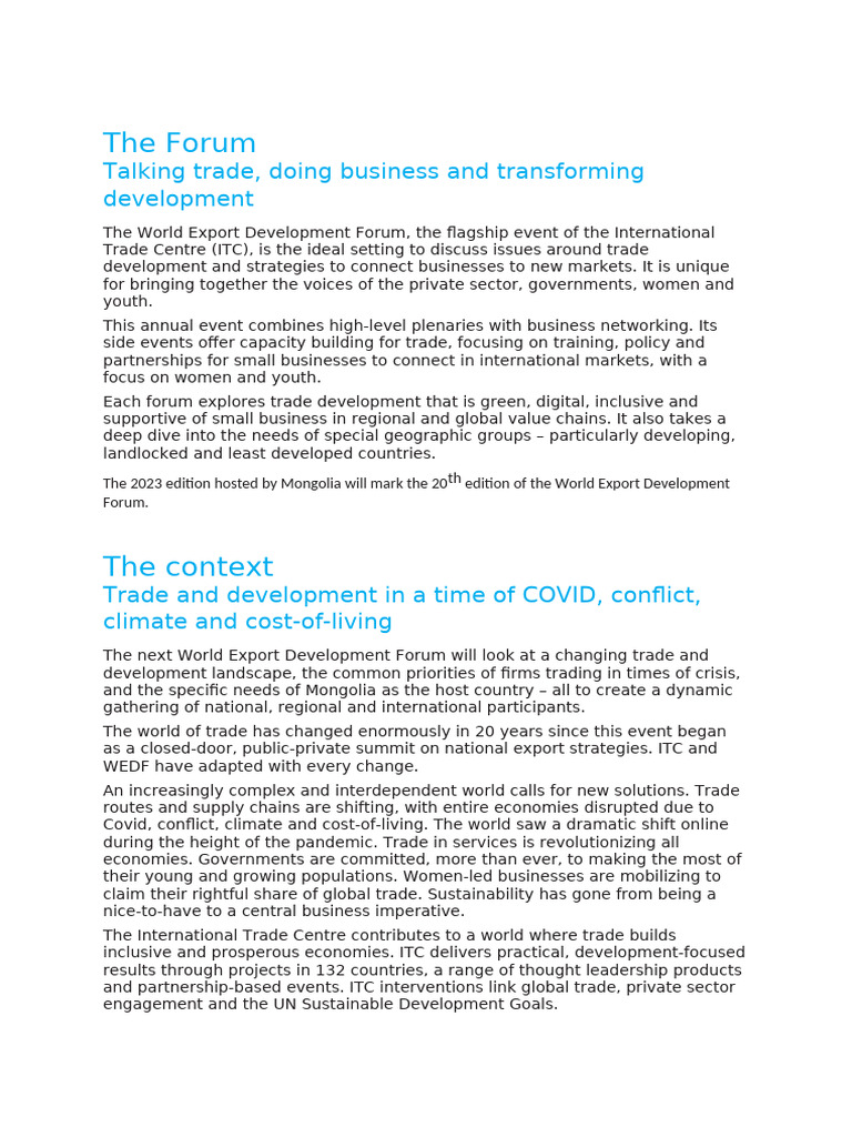 WEDF 2023 Brochure - AR | PDF | Economies