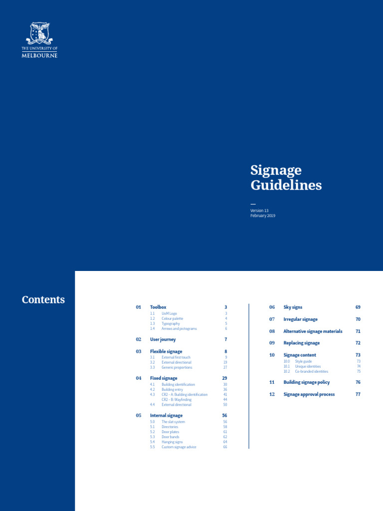 University of Melbourne Signage Guide | PDF | Color | Typefaces