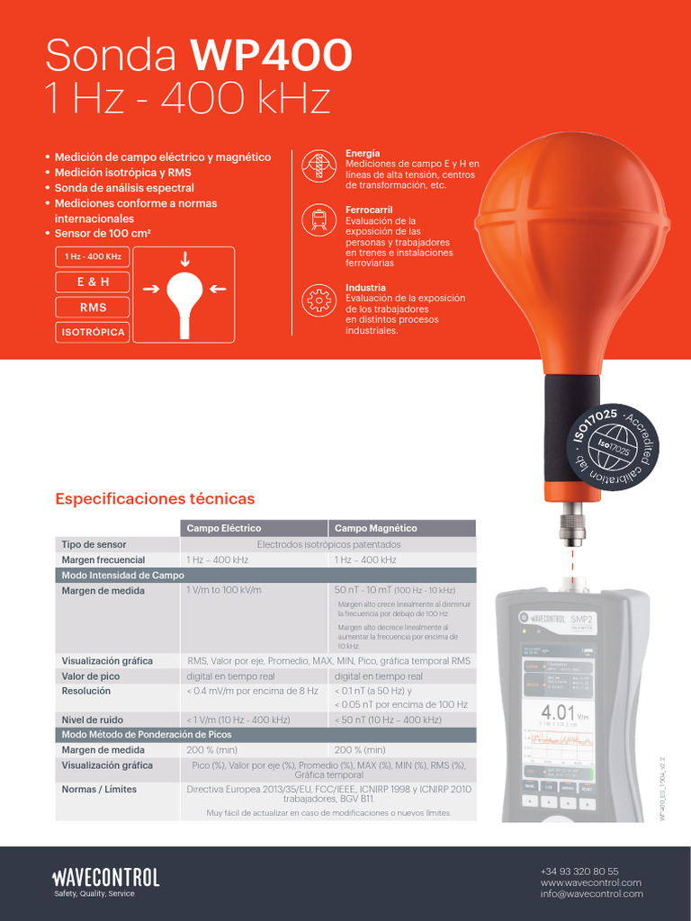 WP400 Datasheet ES | PDF | Hertz | Frecuencia