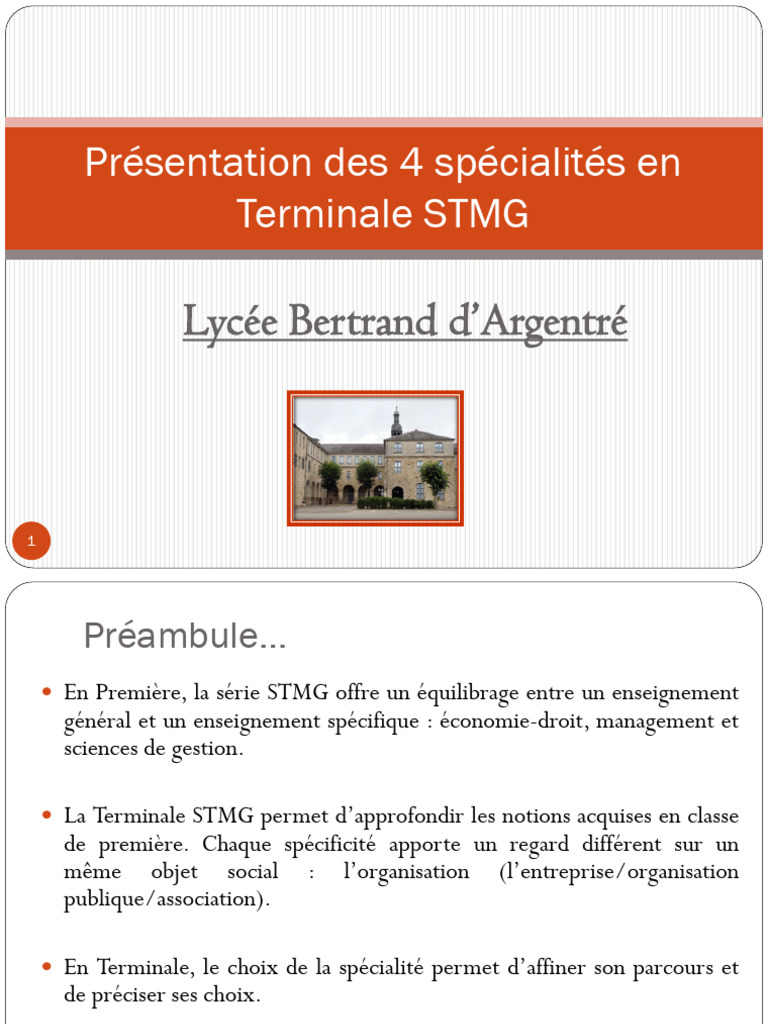 Spécialités de la Terminale STMG | PDF | Commercialisation | Gestion ...