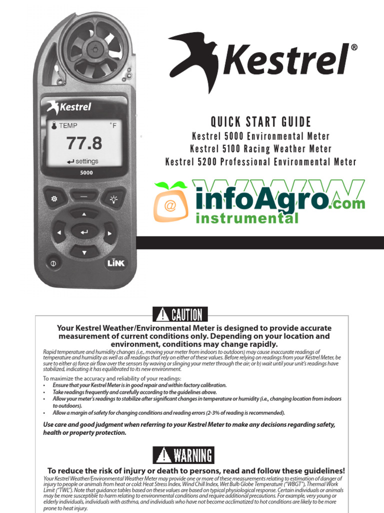 Estacion Meteorologica Anemometro Higrometro Termometro Kestrel 5000 | PDF | Humidity ...