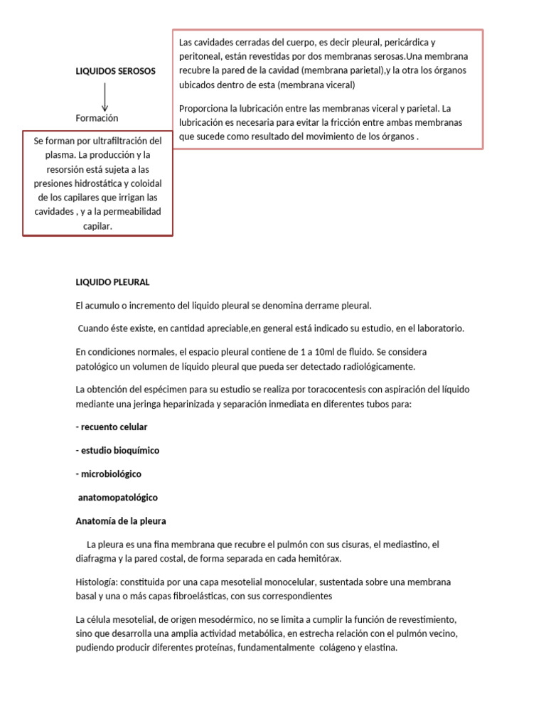 Liquidos Serosos | PDF | Corazón | Especialidades Medicas
