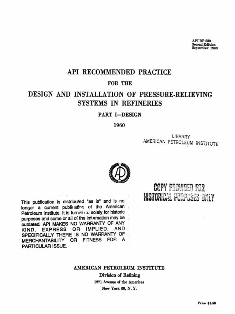 Api RP 520 Part 1 2ND Ed (1960) | PDF | Business