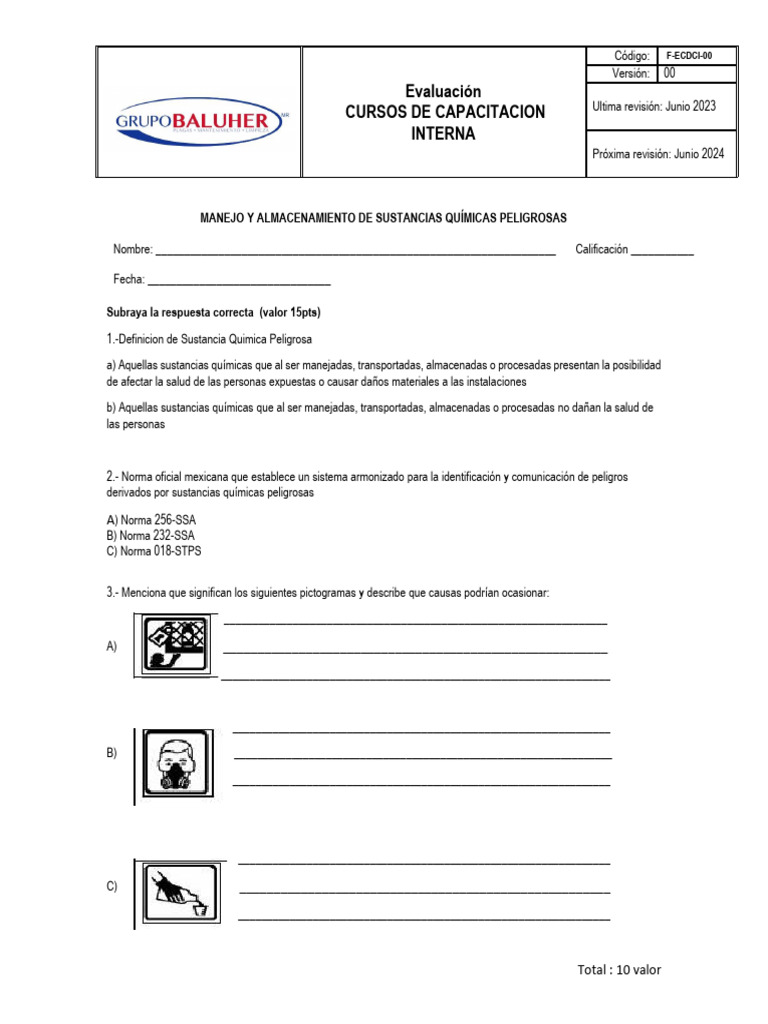 Manejo y Almacenamiento de Sustancias Quimicas Peligrosas | PDF