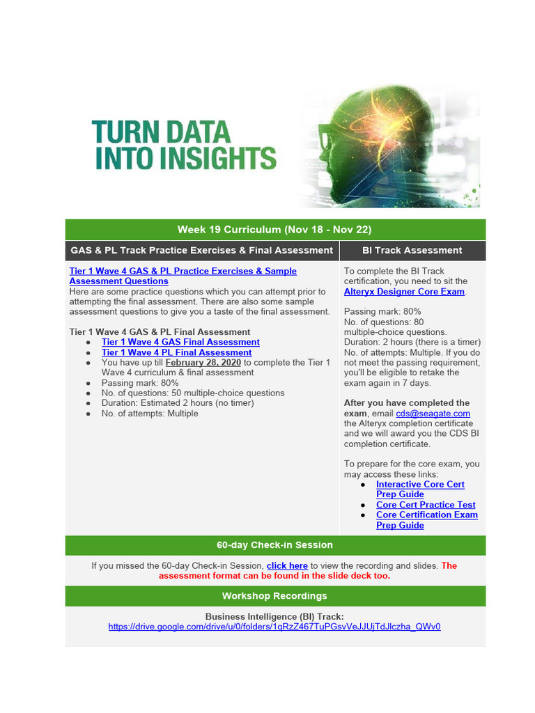 Tier 1 GAS, Tier 1 PL, BI (Wave 4) - Week 19 Curriculum Communication | PDF