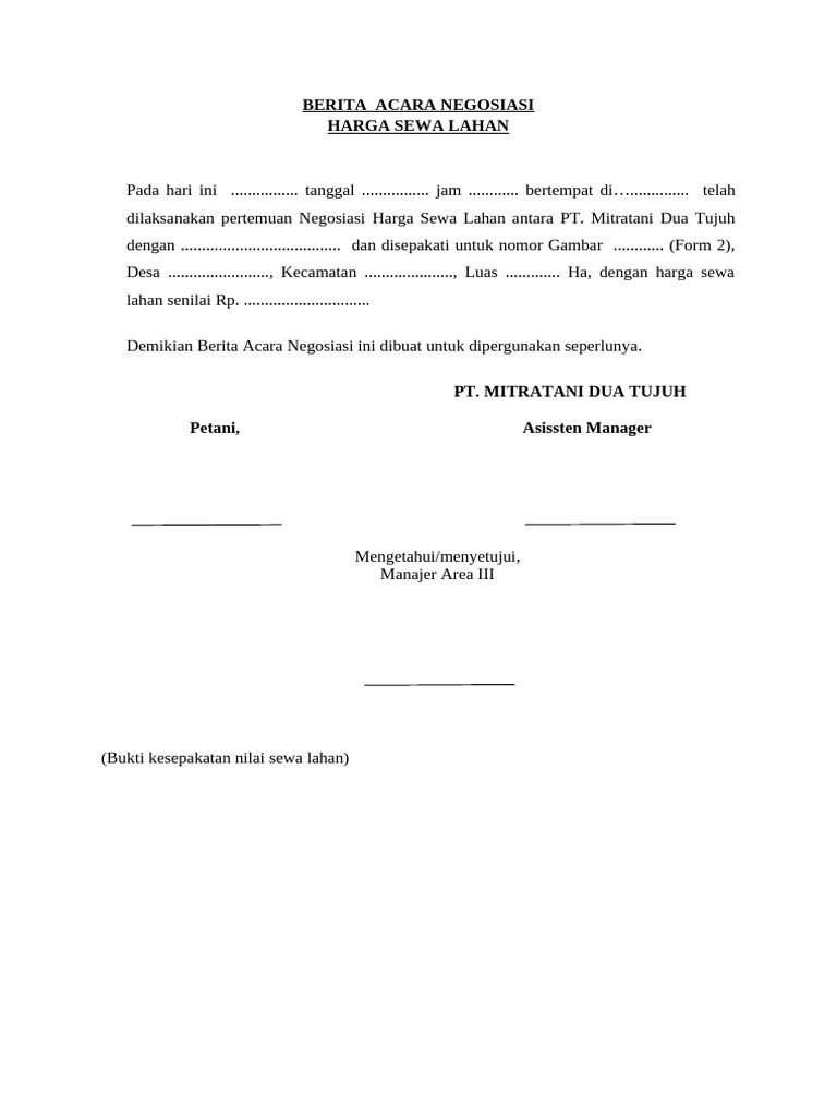 Berita Acara Negosiasi-1 | PDF