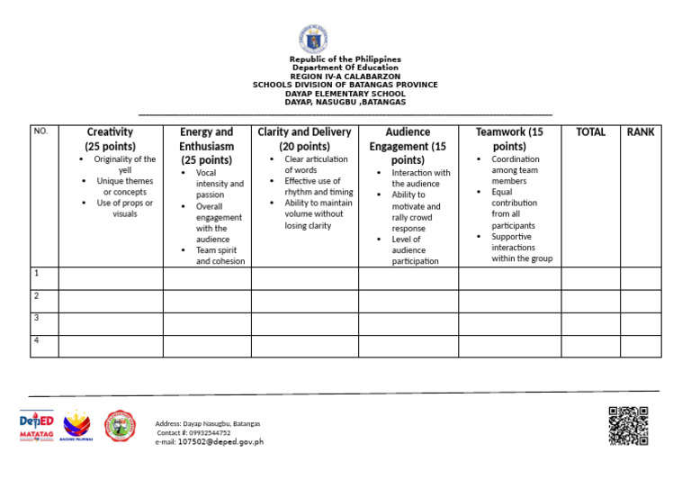 Dayap Elementary School Yell Competition Guide | PDF