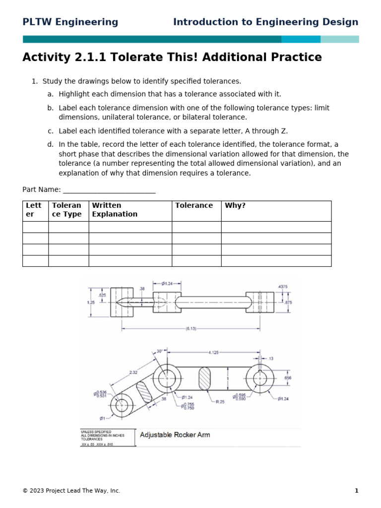 Ied 211 Tolerate This Additional Practice Worksheet-2 | PDF | Engineering Tolerance | Mechanical ...