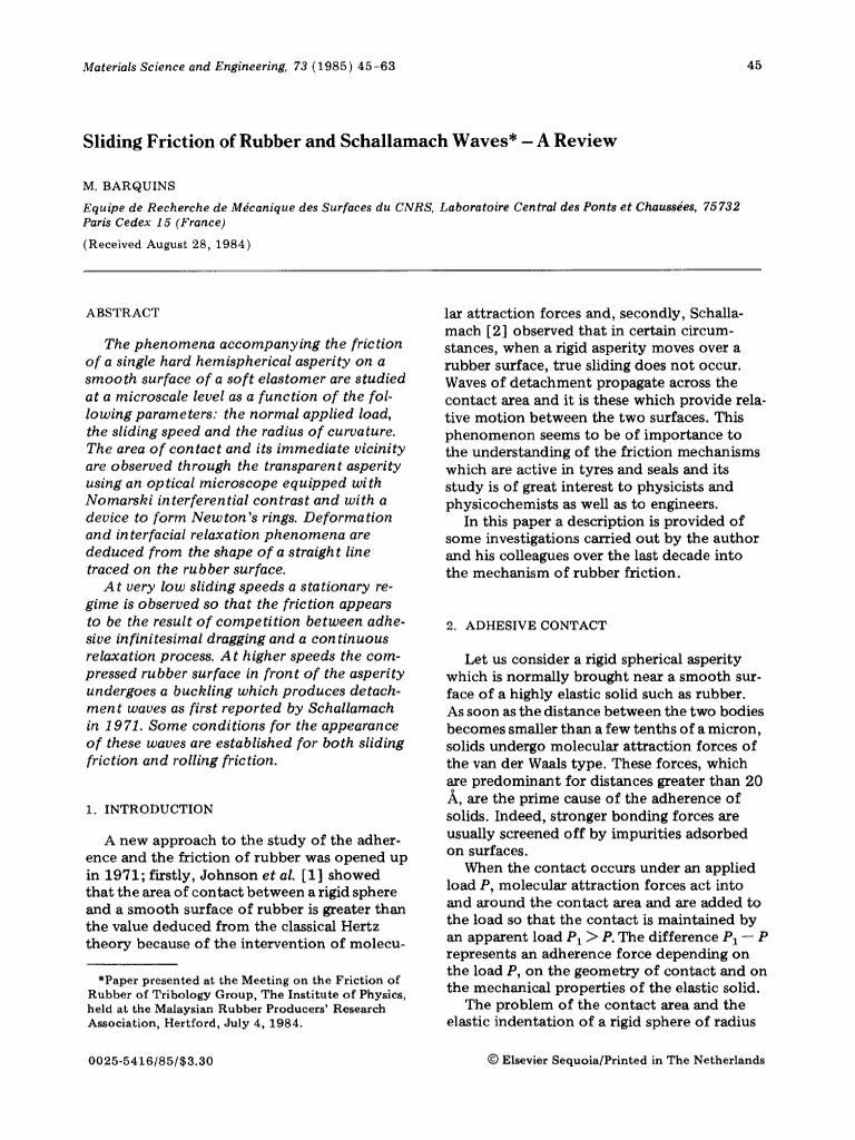 Sliding Friction of Rubber and Schallamach Waves | PDF | Fracture ...