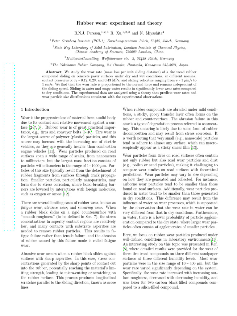Rubber Wear: Experiment and Theory: Fatigue Wear Abrasive Wear Smearing ...