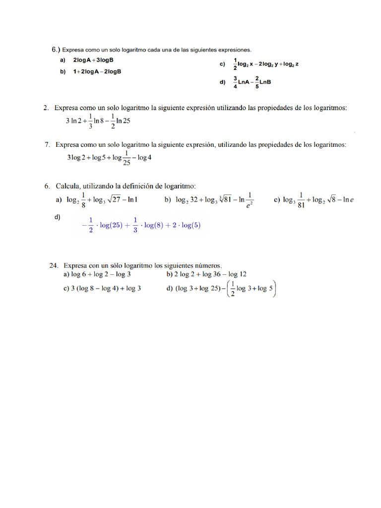 2024.expresar Como Un Solo Logaritmo. | PDF
