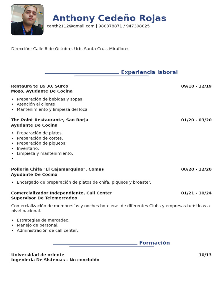 Anthony Cedeño Rojas - CV | PDF