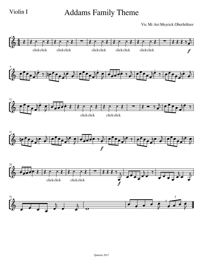 Addams Family Violin Sheet Music | PDF