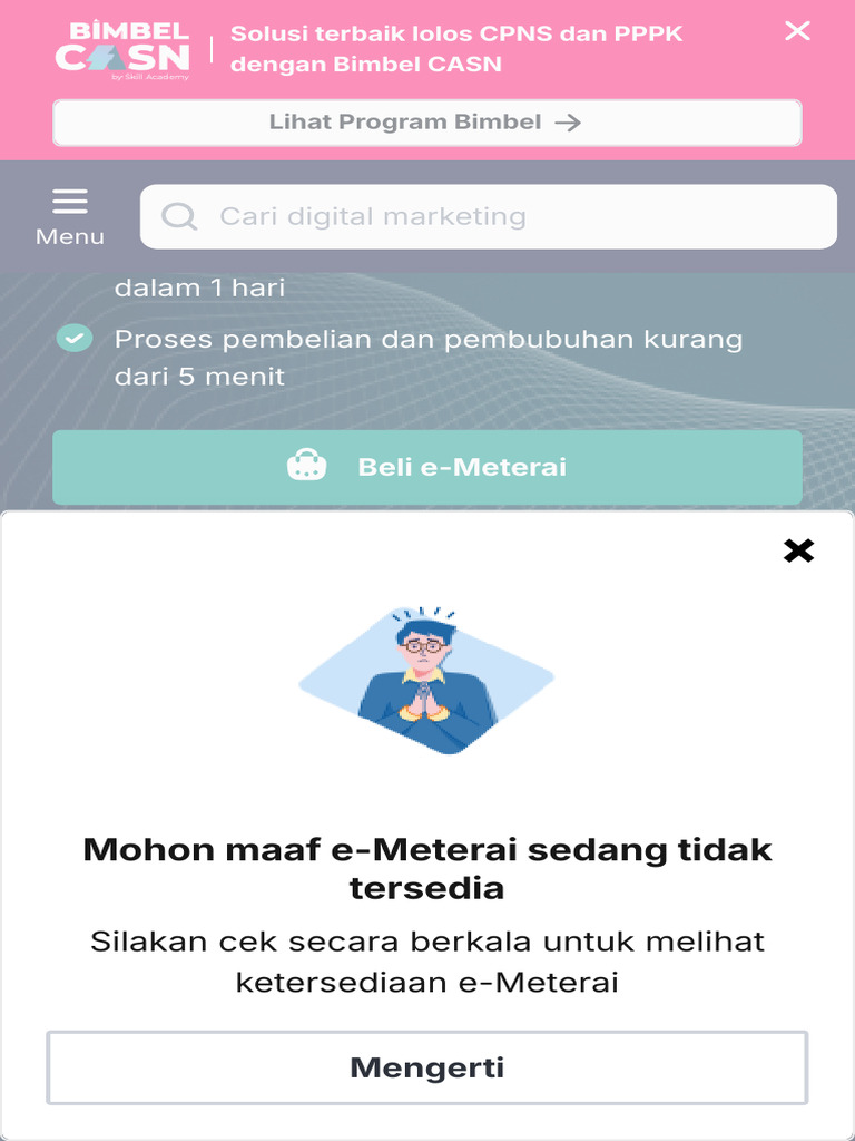 Beli E-Meterai Resmi, Mudah, Dan Cepat Di Skill Academy 2 | PDF