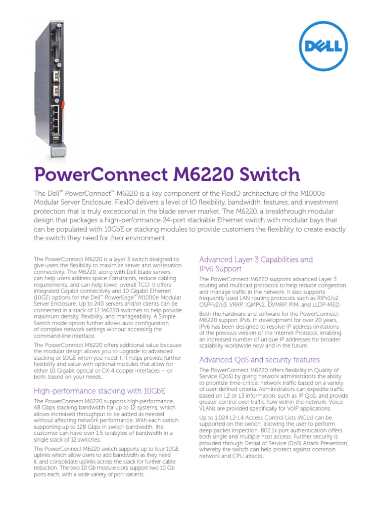 ESG Dell PowerConnect M6220 Spec Sheet | PDF | Computer Network ...