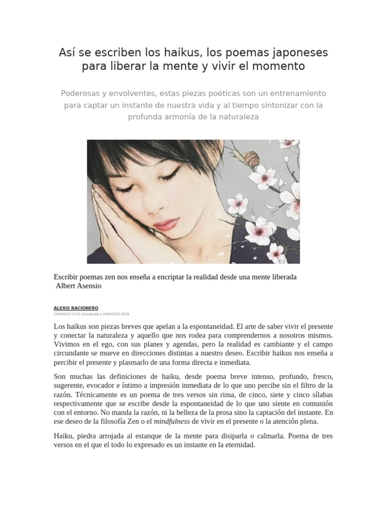 Así Se Escriben Los Haikus | PDF | Haiku | Percepción