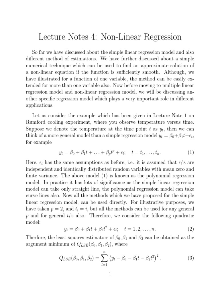 MTH686-Non Linear Regression Lecture 4 | PDF | Regression Analysis | Linear Regression