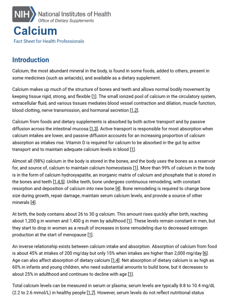 Calcium Nutrition and Sources Guide | PDF | Cardiovascular Diseases ...
