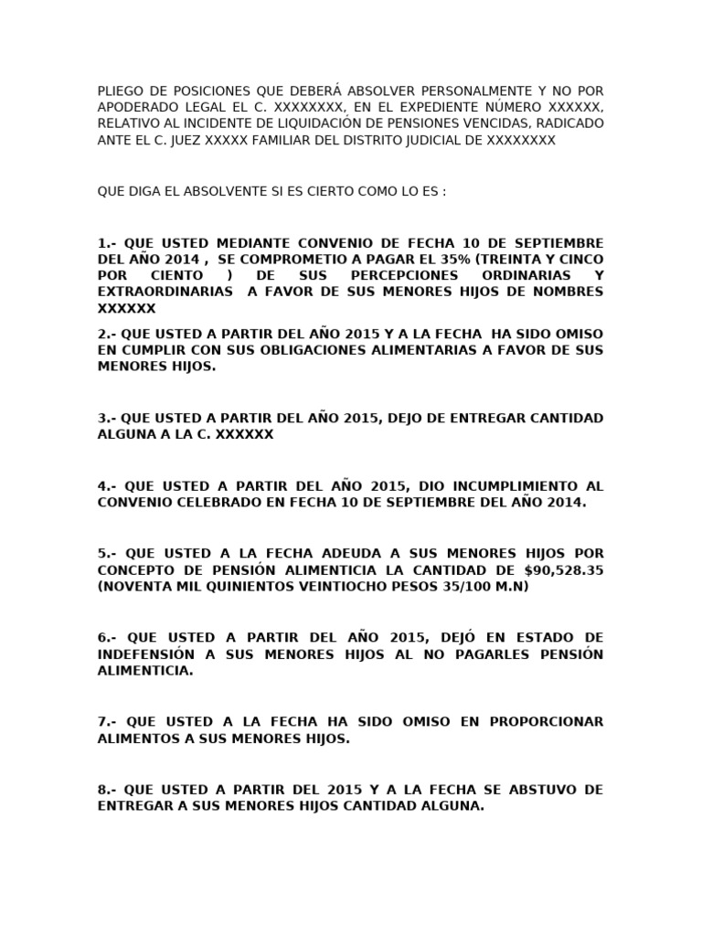 Pliego de Posiciones Familiar | PDF | Derecho