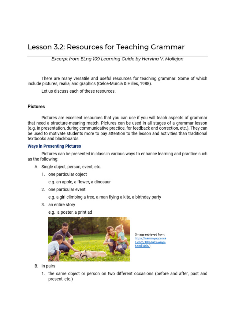 Lesson 3.2. Resources For Teaching Grammar | PDF | Adverb | Preposition ...
