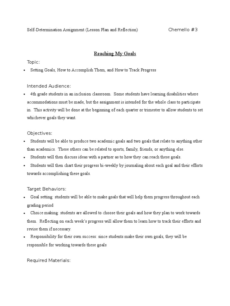 Self-Determination Goal-Setting Posters | PDF | Lesson Plan | Education ...