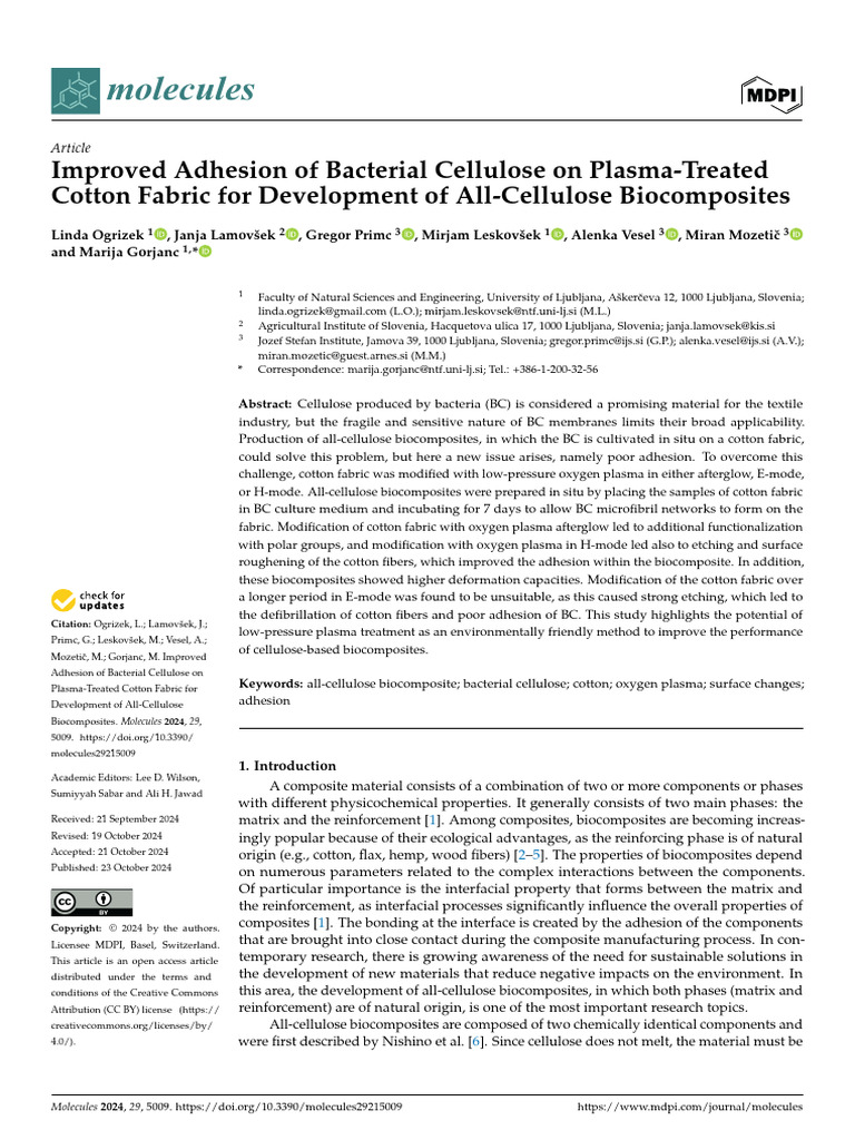 Molecules 29 05009 | PDF | Cellulose | Textiles