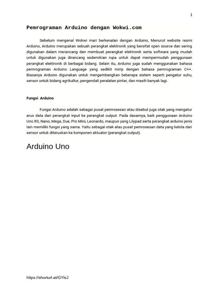 Panduan Pemrograman Arduino Wokwi | PDF