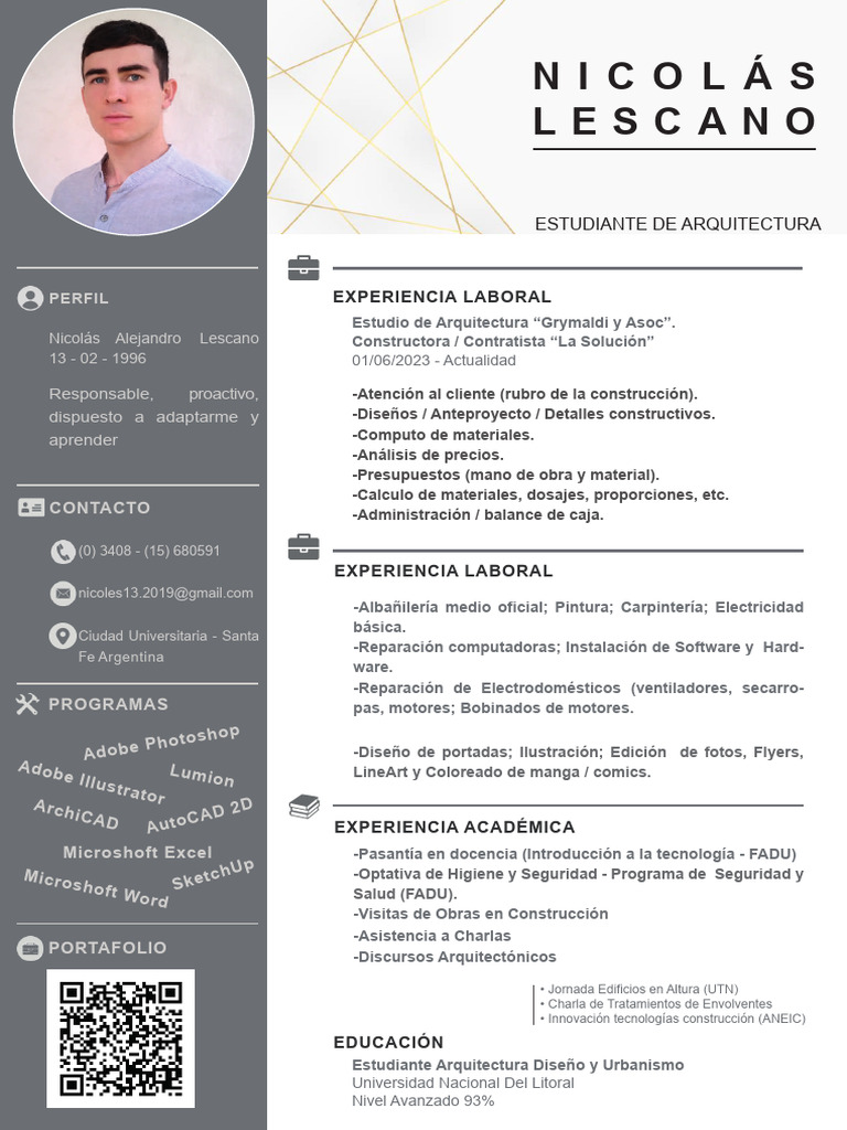 CV - Lescano Nicolas - 2024 | PDF | Ingeniería