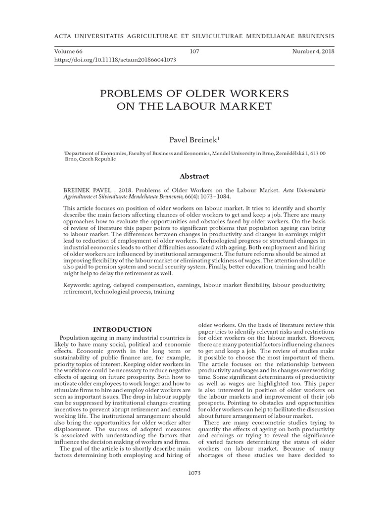Problems of Older Workers On The Labour Market | PDF | Labour Economics ...