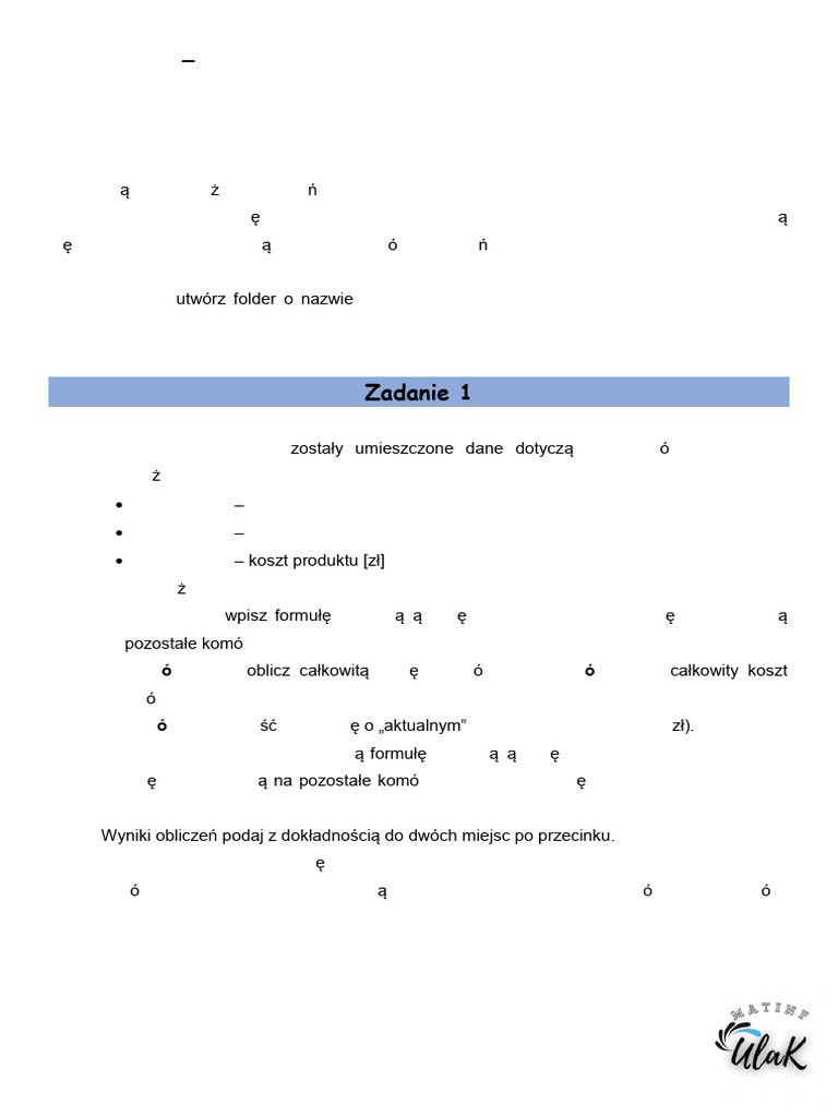 Sprawdzian Obliczenia W Arkuszu Kalkulacyjnym | PDF