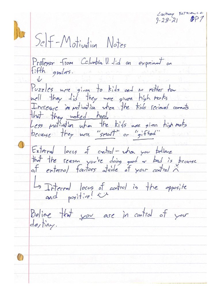 Self-Motivation Notes and Summary | PDF