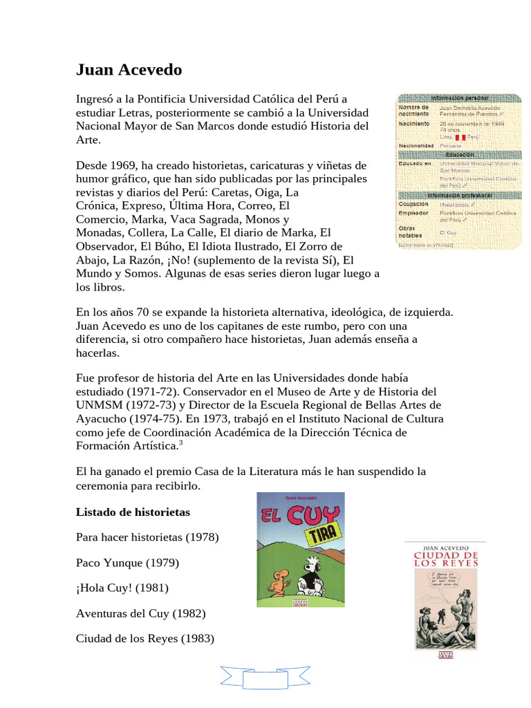 Juan Acevedo Biografia | PDF