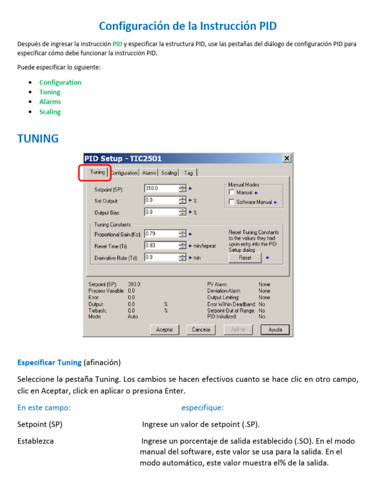 Configuración de La Instrucción PID | PDF | Matemáticas Aplicadas ...