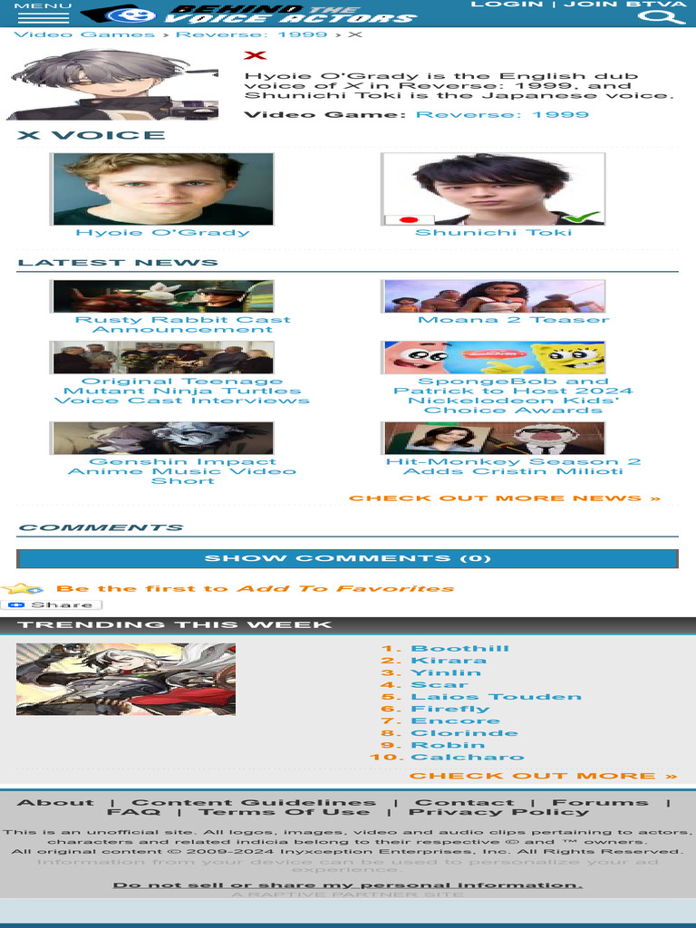 X Voice - Reverse 1999 (Video Game) - Behind The Voice Actors | PDF