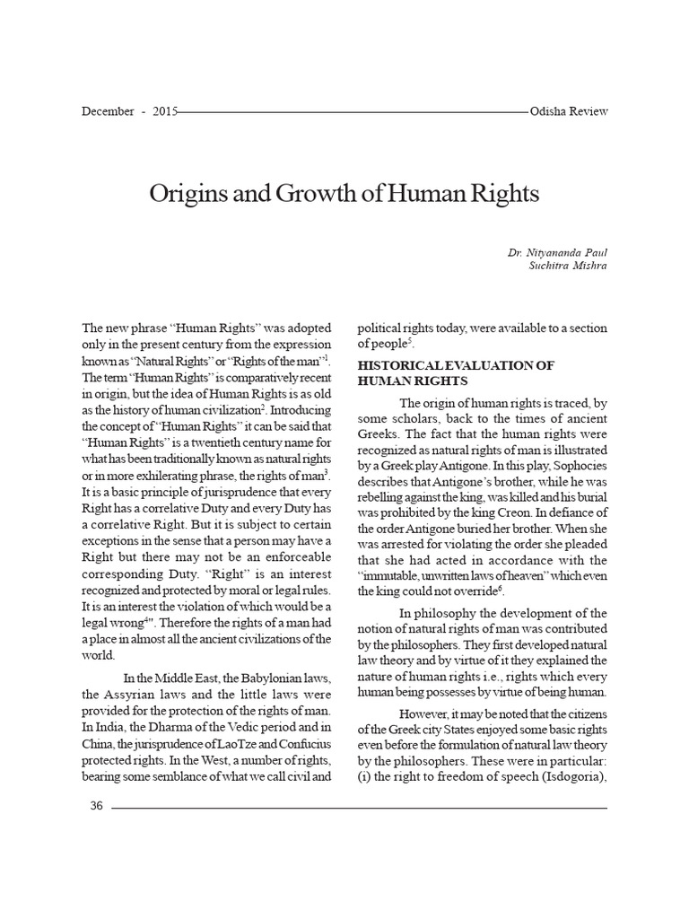 Origin and Growth of Human Rights | PDF | Natural Law | Social Contract