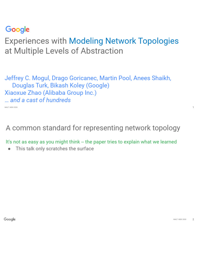 Experiences With Modeling Network Topologies at Multiple Levels of Abstraction - Slides | PDF ...