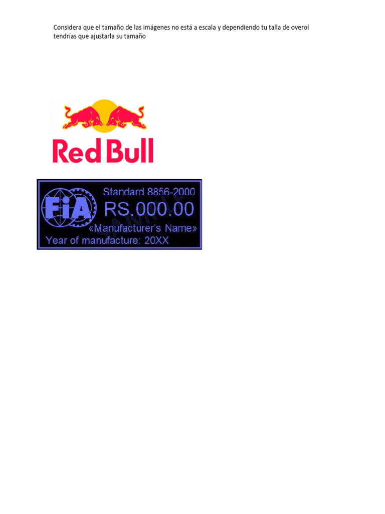 Ajustes de Talla para Mono Red Bull F1 | PDF | Relaciones personales ...
