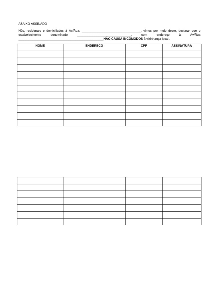 Modelo de Abaixo Assinado | PDF