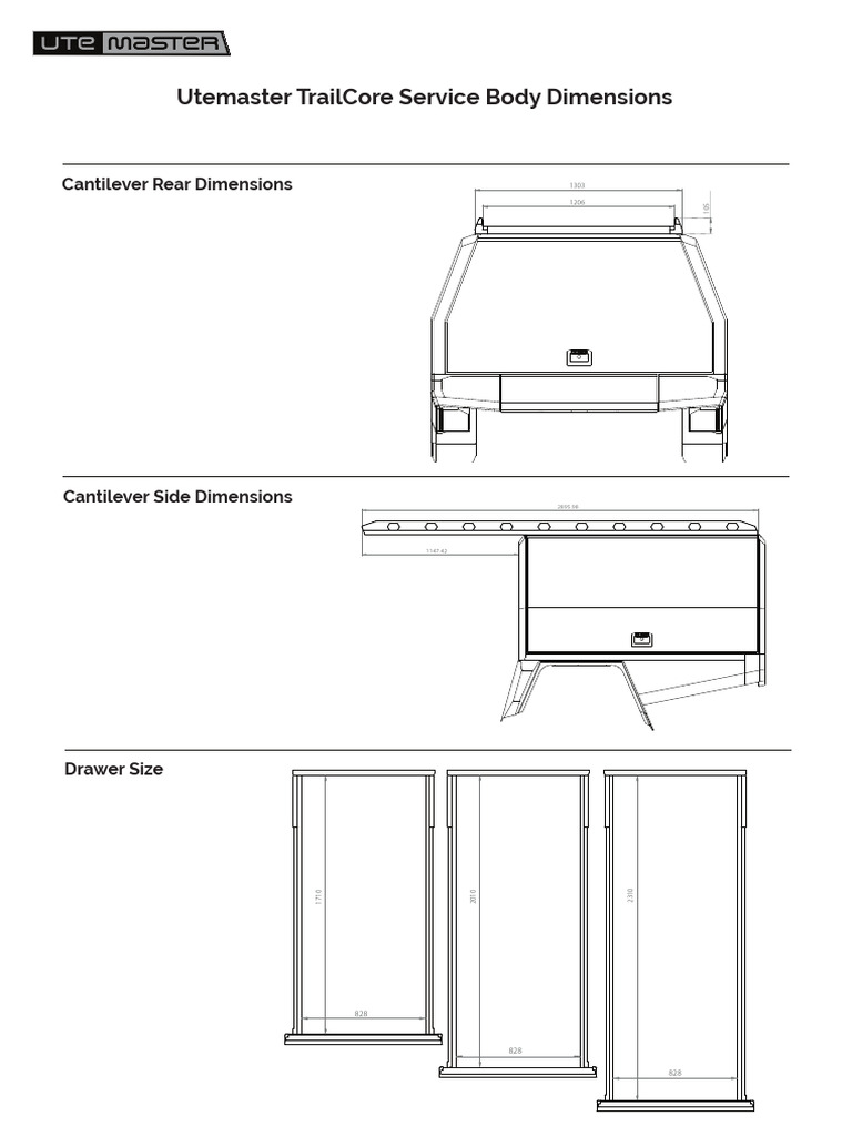 Utemaster TrailCore Service Body Dimensions-1 | PDF